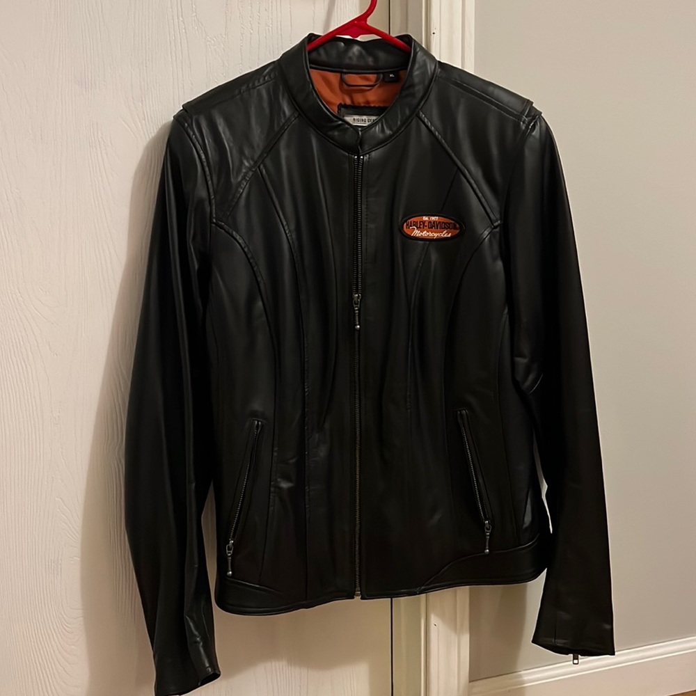 Harley Davidson Leather Riding Jacket. - Gem